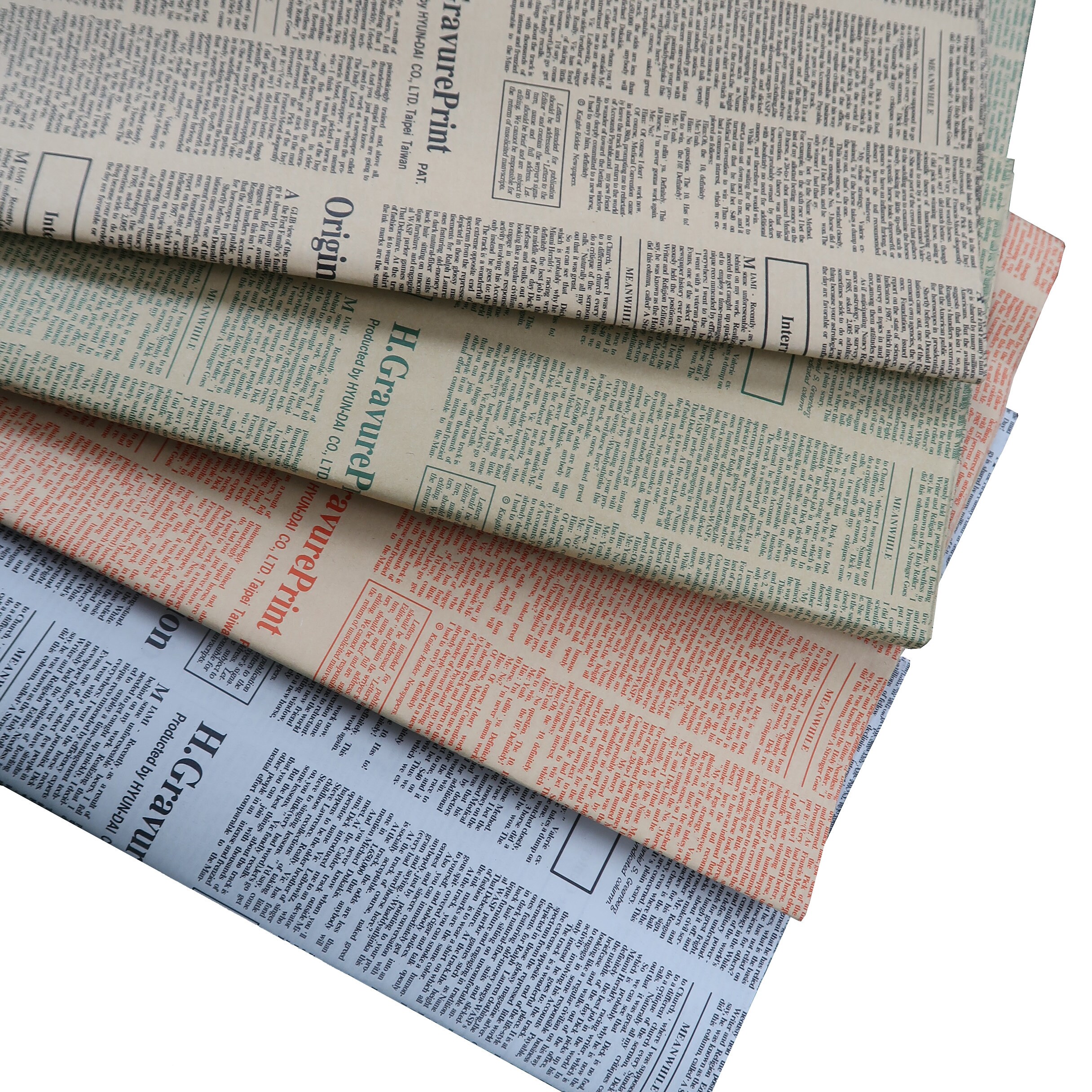 Pack of 10 Color Printed Newspaper Wrapping Kraft Paper for Flower ...