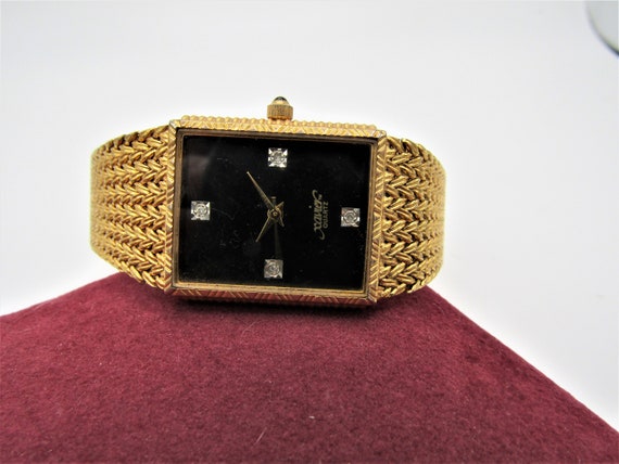 Vintage Beautiful Gents Xavier Quartz Diamond Black Dial Gold - Etsy