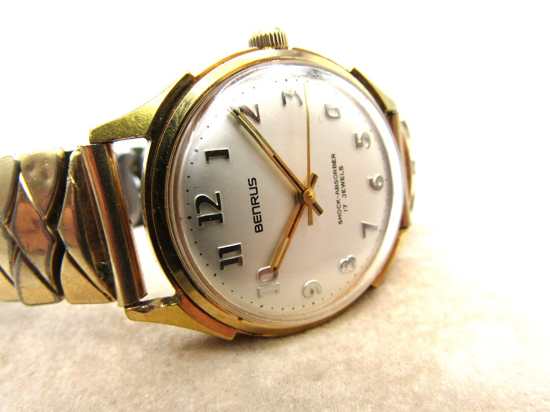Vintage Beautiful Benrus 17 Jewel Watch With 14K EP Bezel 10K Gold ...