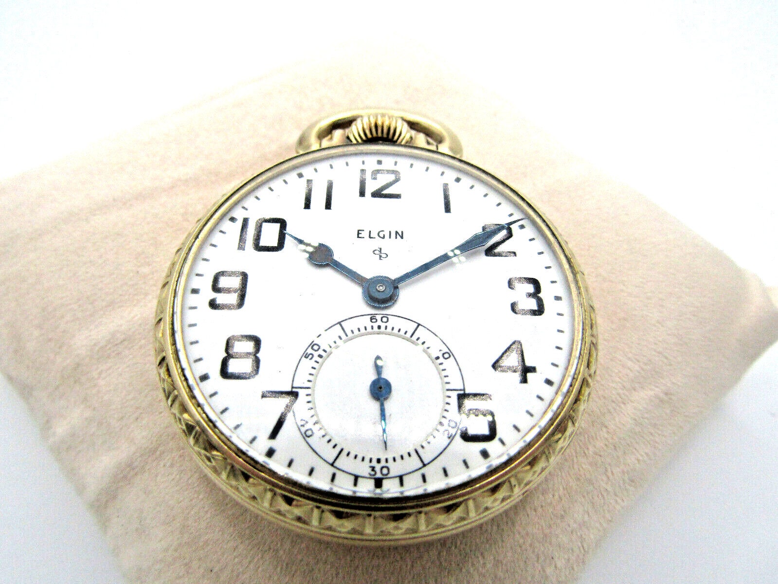 Vintage Beautiful 1947 Elgin 12s Grade 573 Model 20 Pocket Watch With ...