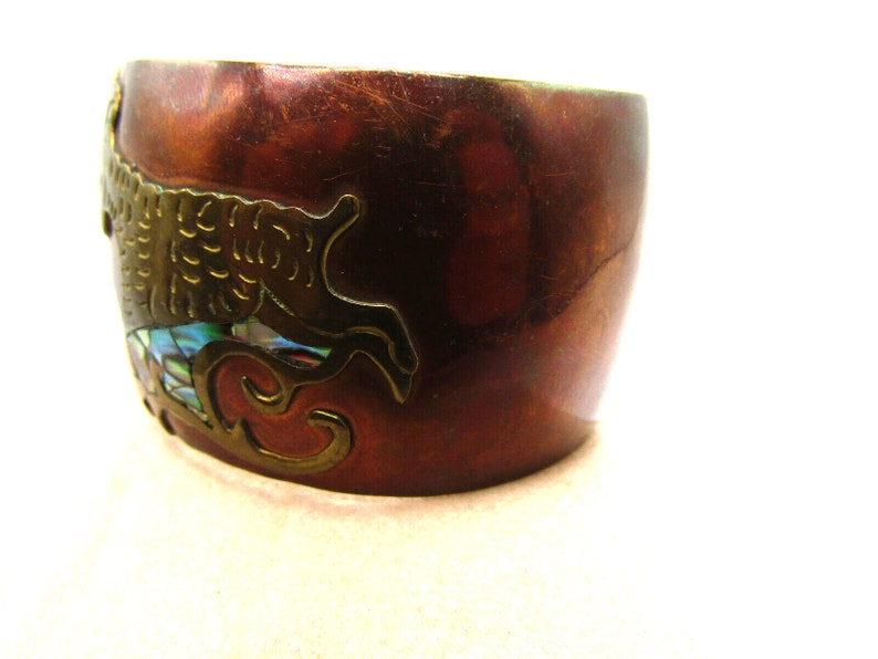 Vintage Beautiful Old Mexico Mechoen Copper and Abalone / Mother of ...