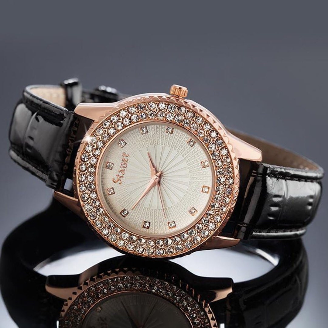 New Beautiful Stauer Sirene 28342 With Rose Gold Case, Crystal Accents ...