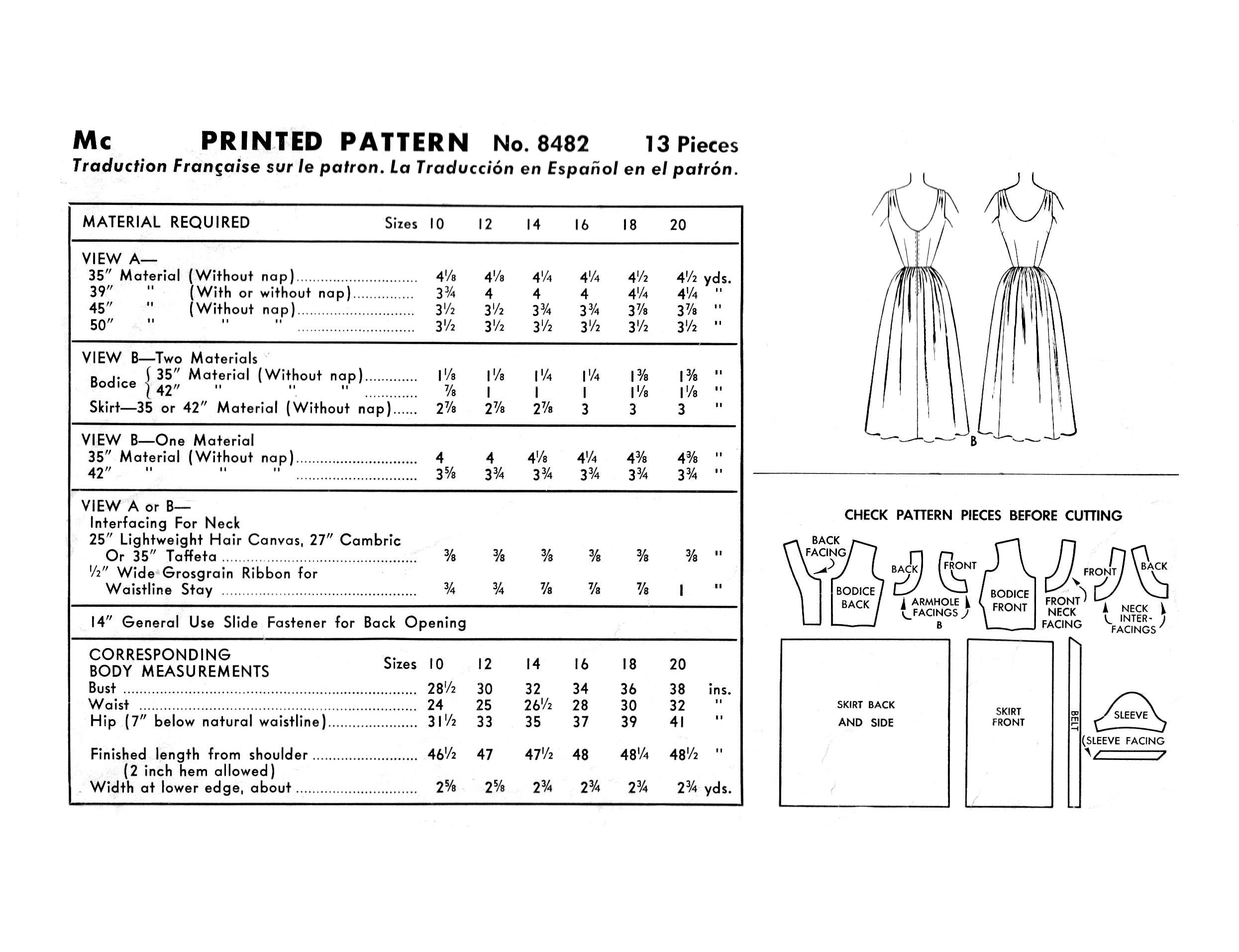 1950s Dress Sewing Pattern PDF Digital Download Vintage Dress Pattern ...