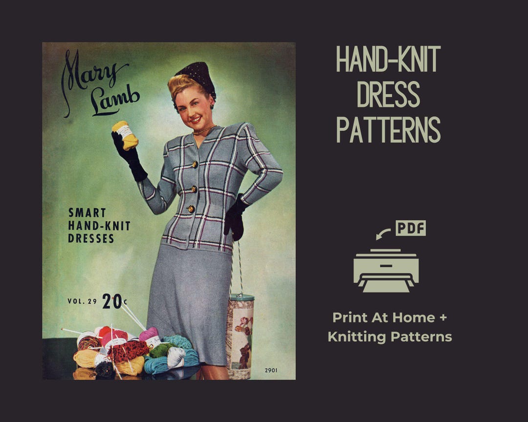 Vintage 1930s Mary Lamb Hand-knit Dresses Patterns PDF Knit a Dress ...