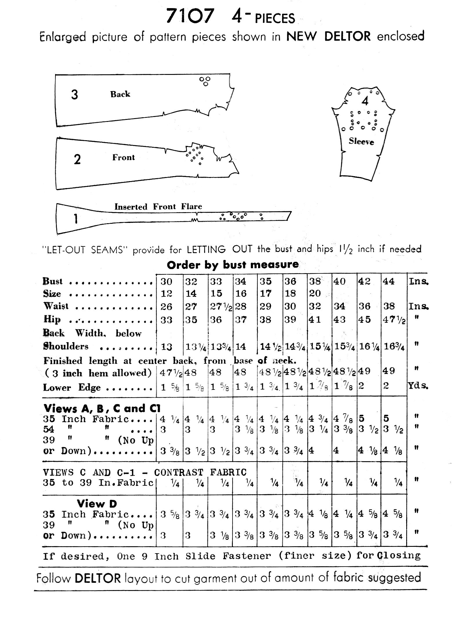Vintage 1930s Frock Dress Sewing Pattern: Butterick 7107, Bust 35 (PDF ...