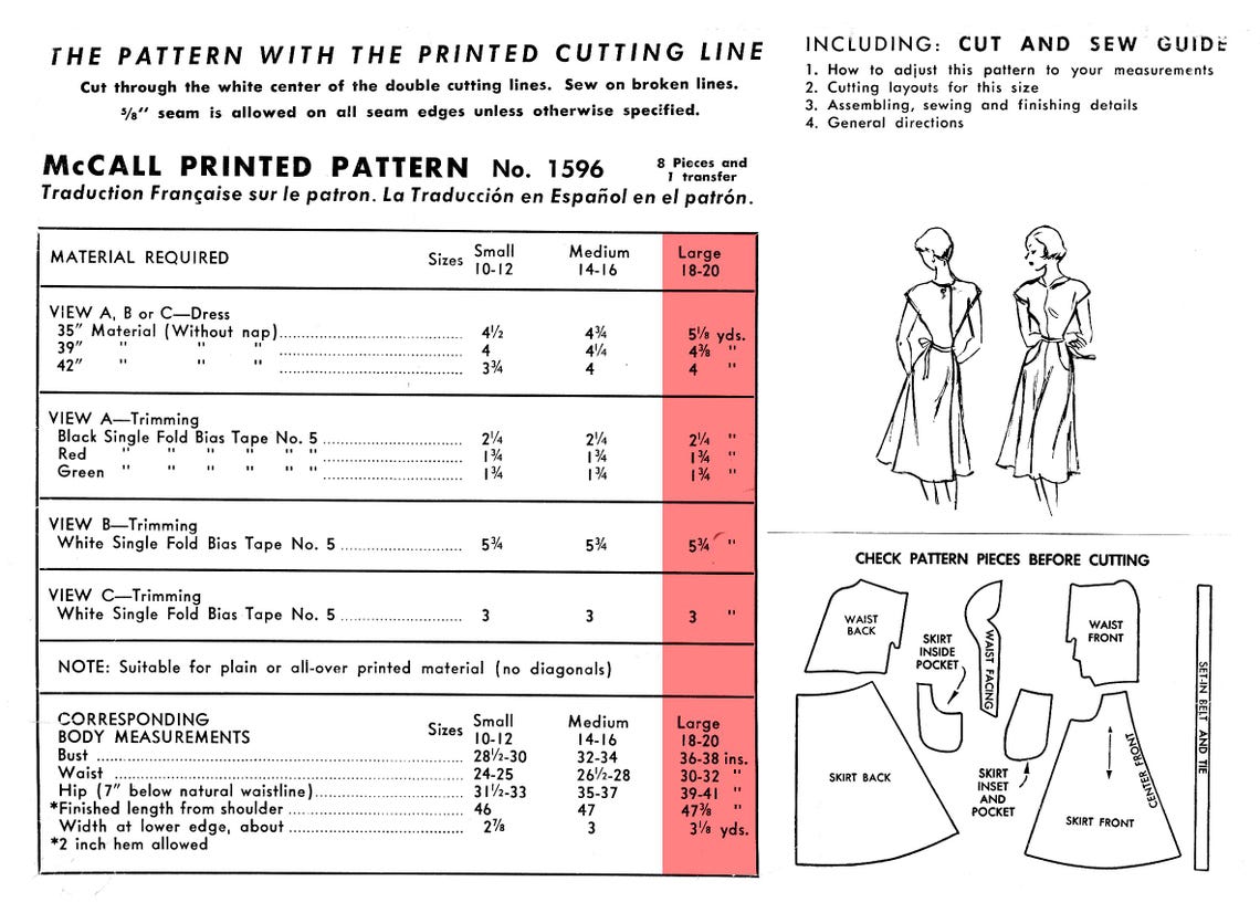 Wrap Around House Dress Sewing Pattern With Embroidery Vintage Fashion ...
