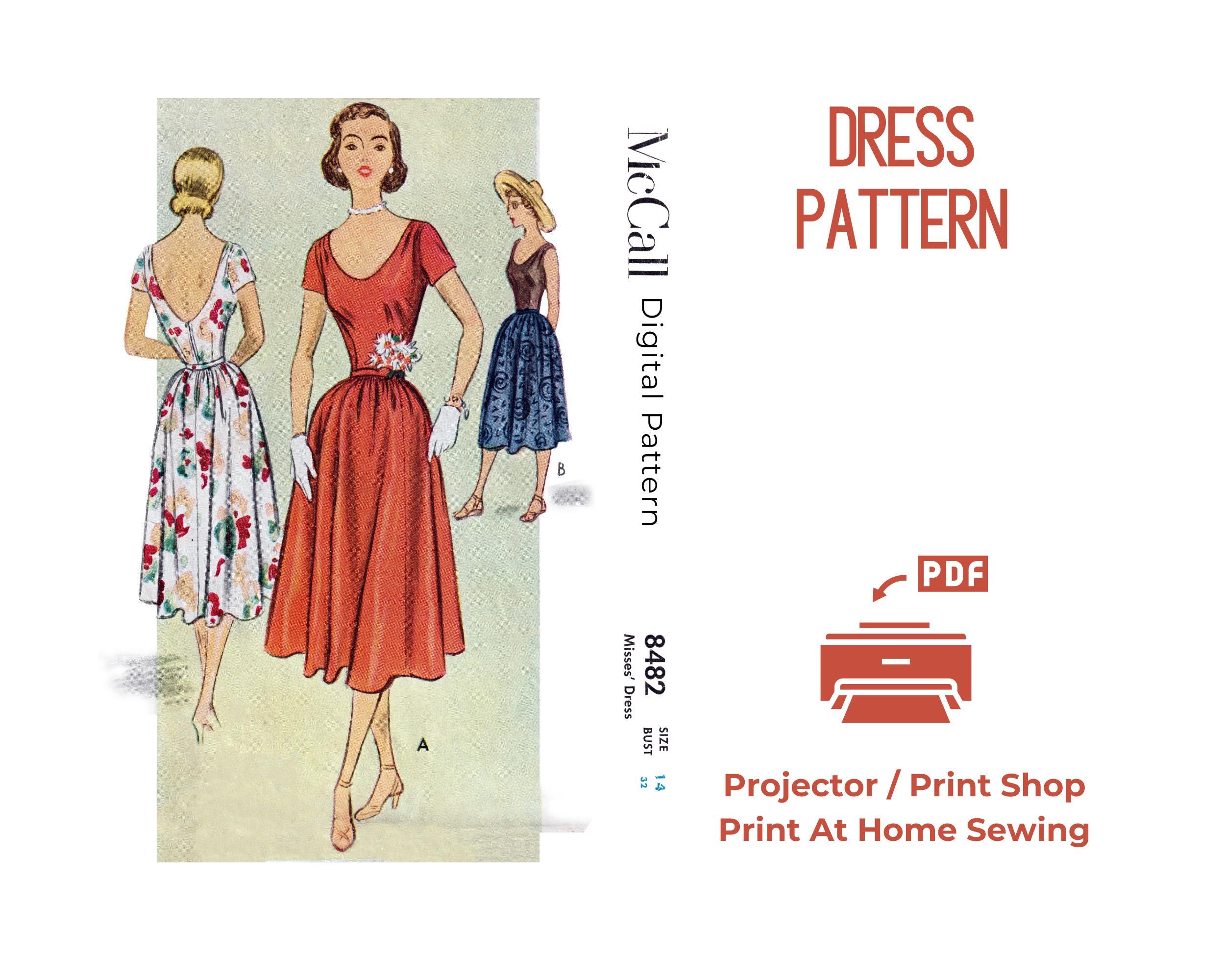 1950s Dress Sewing Pattern PDF Digital Download Vintage Dress Pattern ...
