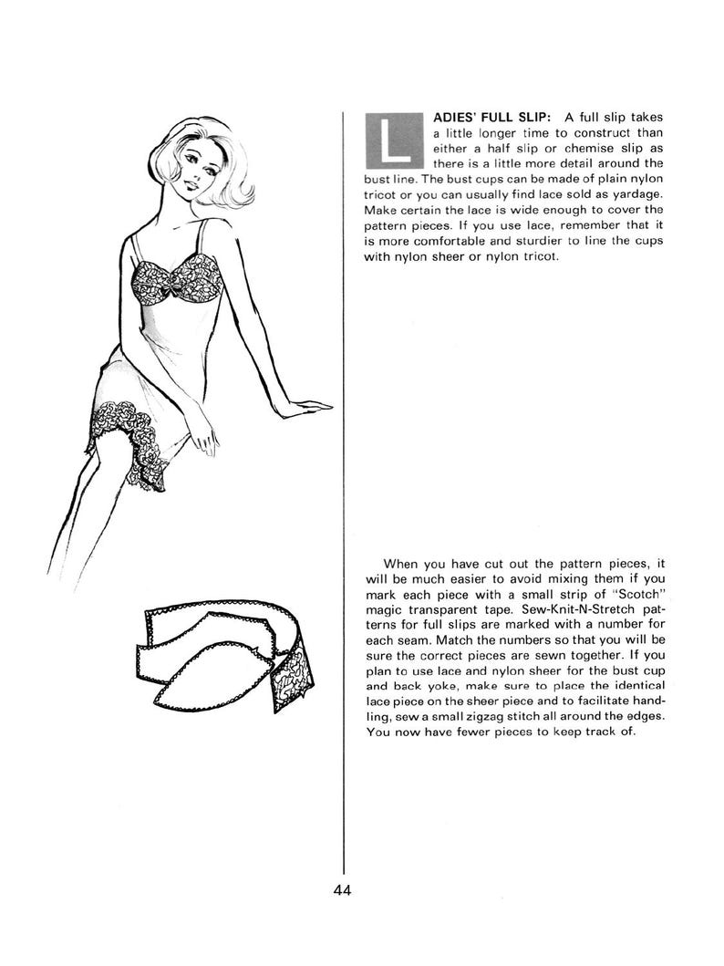 1970s Lingerie Sewing Pattern: Full Slip, Camisole, Half Slip (PDF) - Etsy