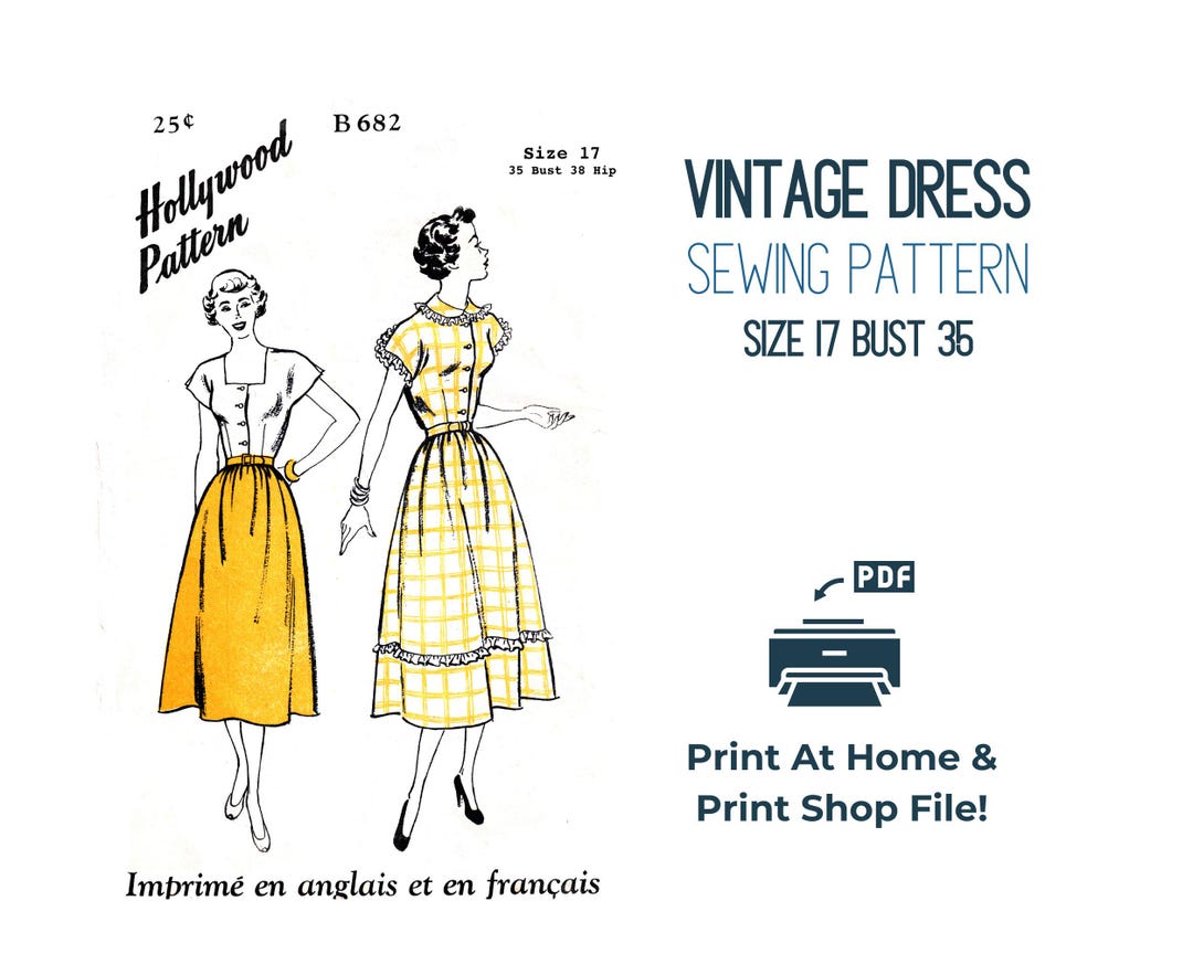 Hollywood Sewing Pattern 682 PDF Digital Download 1940s Blouse Skirt ...