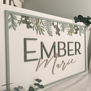 Botanical Custom Wood Classroom Sign With Greenery| Teacher Rectangle ...