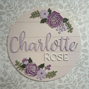Custom Floral Wood Baby Name Sign for Girly Nursery: Blush Pink and ...