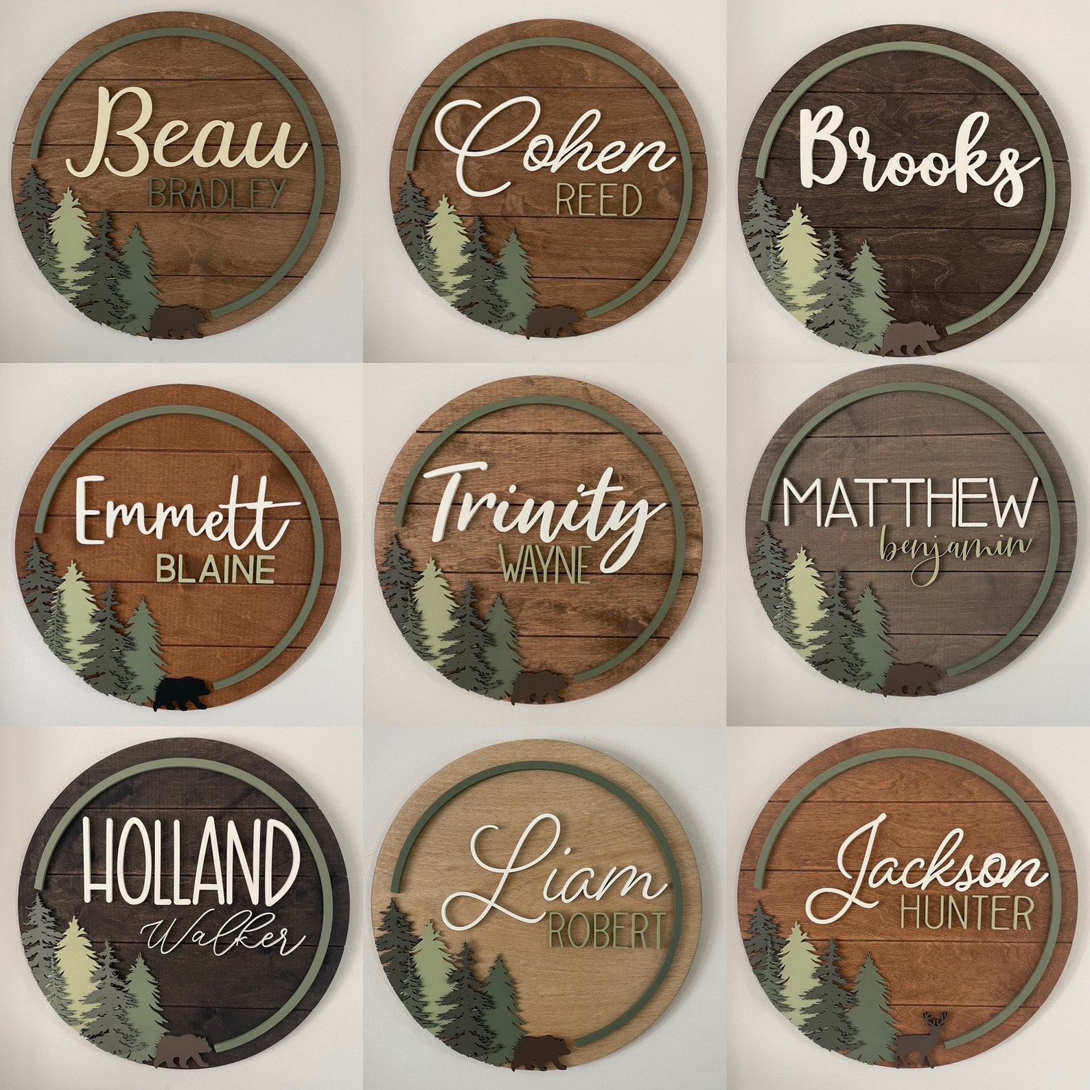 Custom Wood Name Sign: Forest Nursery Decor, Adventure Theme - Etsy