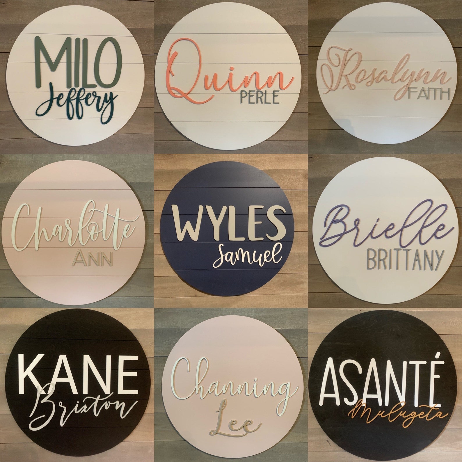Round Shiplap Name Board Wooden Name Sign Round Nursery - Etsy