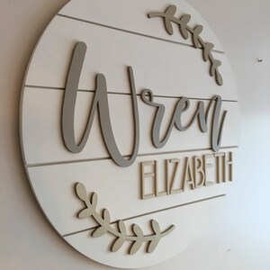 Custom Wood Name Sign | 24" Round Sign | Wreath | Branches | Shiplap ...