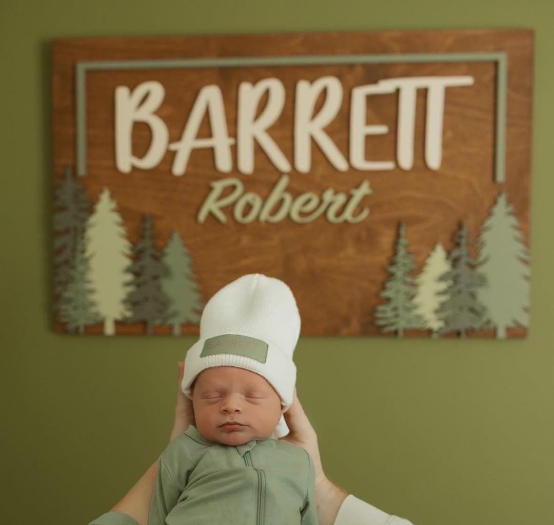 Rectangle Forest Wood Name Sign | 32x20 | Nursery | Bear | Woodland ...