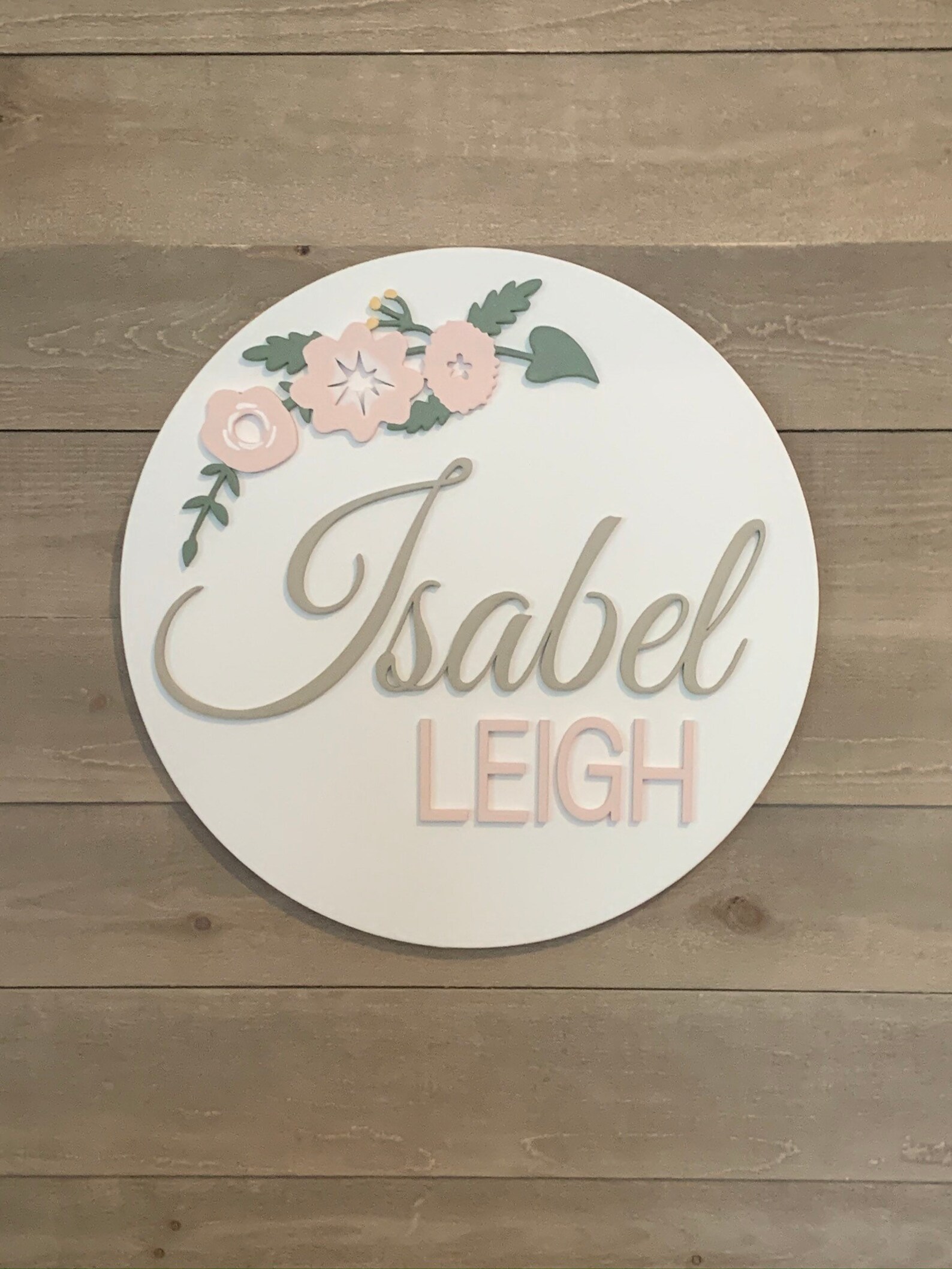 Custom Wooden Floral Name Sign Personalized Round Sign With - Etsy UK