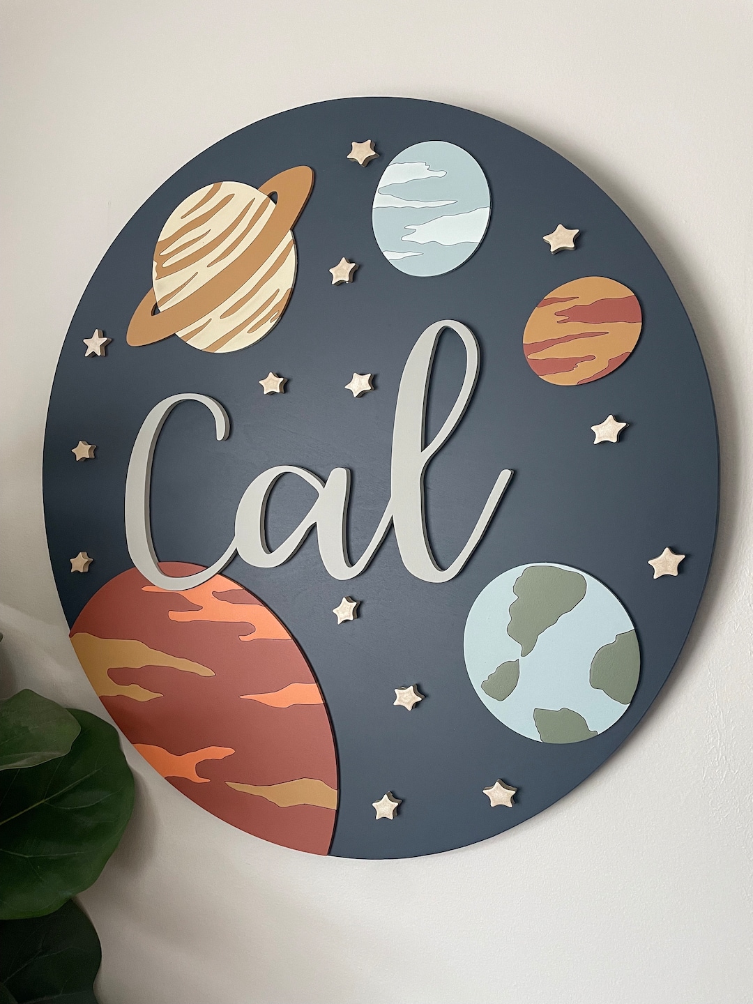 Custom Round Space Planets Boy Name Sign: Solar System Nursery Decor ...