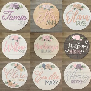 Custom Wood Floral Shiplap Name Sign Personalized Round Sign - Etsy