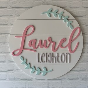 Custom Wood Name Sign | 24" Round Sign | Wreath | Branches | Shiplap ...