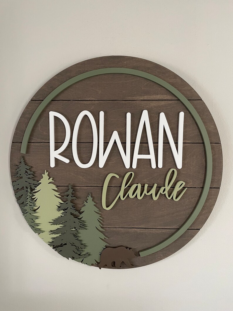 Custom Wood Name Sign: Forest Nursery Decor, Adventure Theme - Etsy