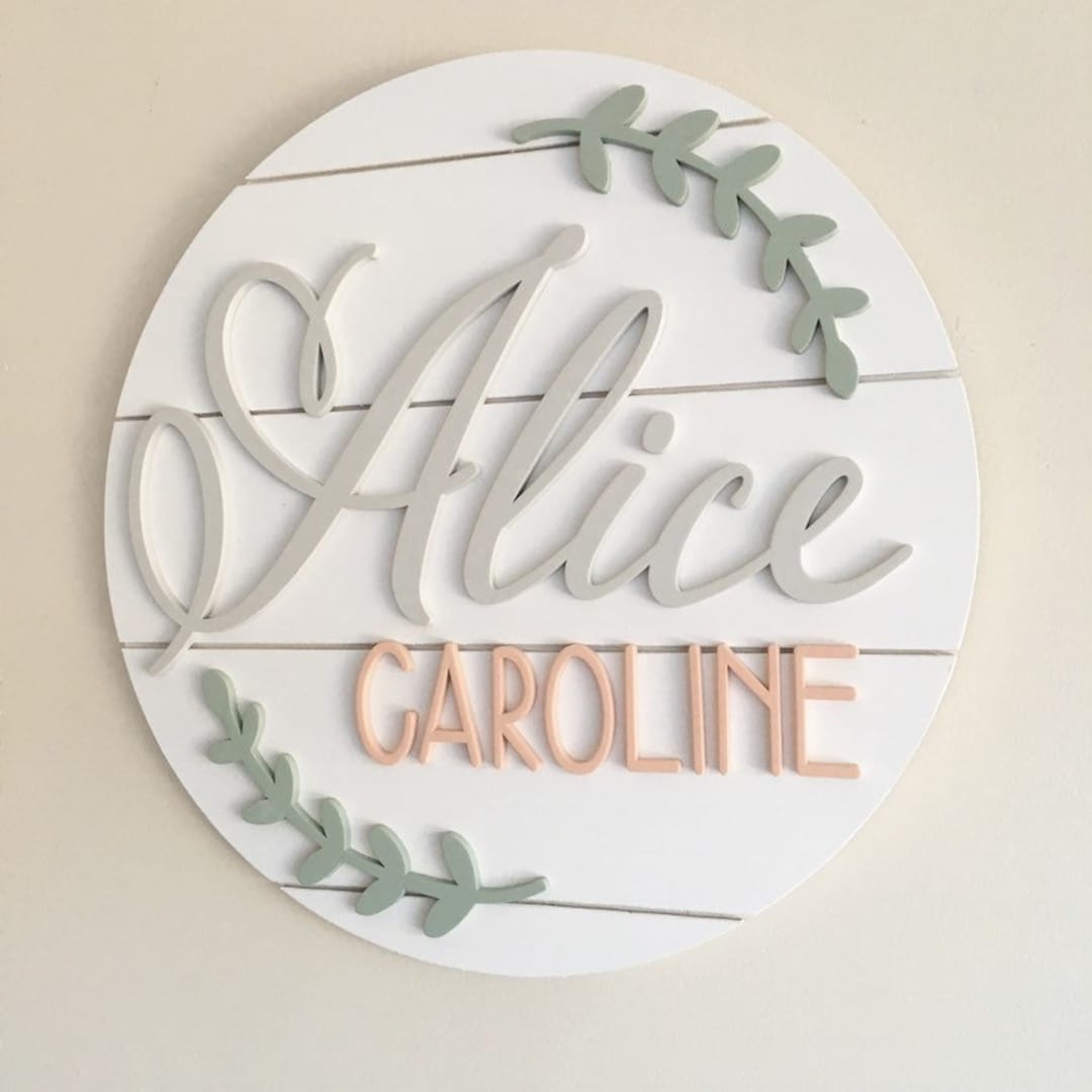 Custom Wood Name Sign | 24" Round Sign | Wreath | Branches | Shiplap ...