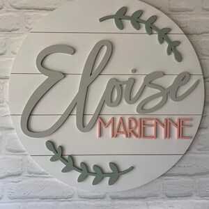 Custom Wood Name Sign | 24" Round Sign | Wreath | Branches | Shiplap ...