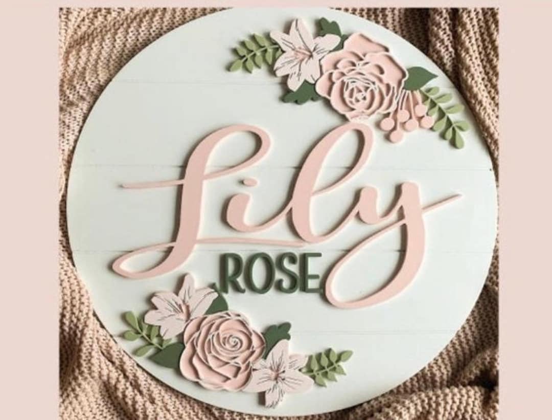 Custom Lily Wood Floral Name Sign: Lilly Rose, Nursery Decor - Etsy UK