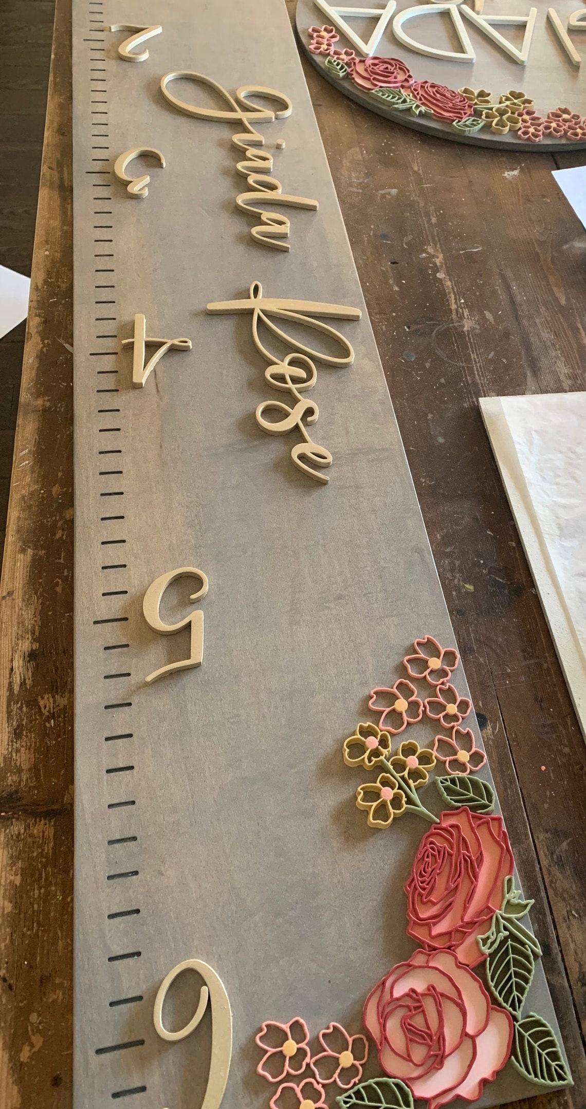 Custom Floral Height Chart Personalized Floral Decor - Etsy