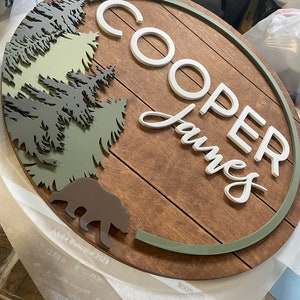 24 Forest Wood Name Sign 24 Round Sign Nursery - Etsy