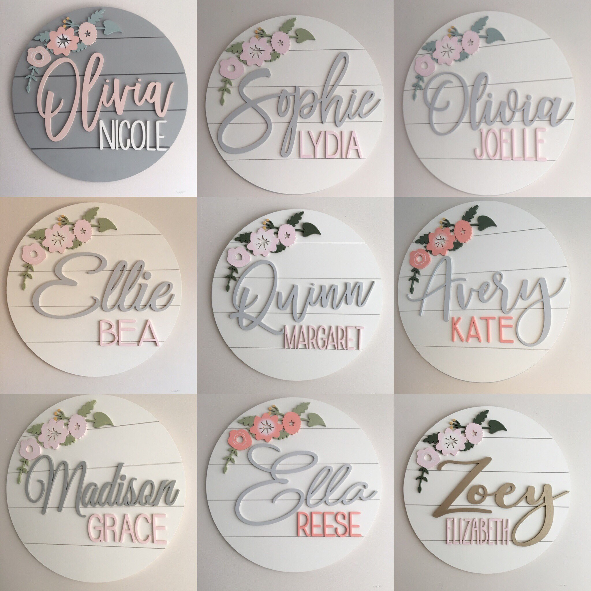 Custom Wooden Floral Name Sign Personalized Round Sign With | Etsy Canada