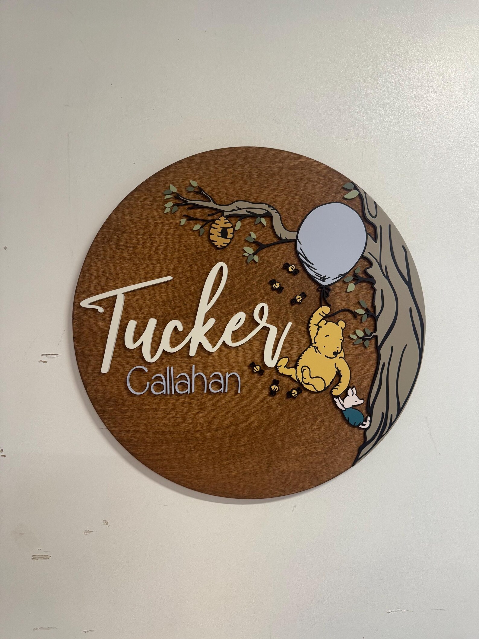 Winnie the Pooh Nursery Name Sign, 3D Kids Room Decor, Custom Wooden ...