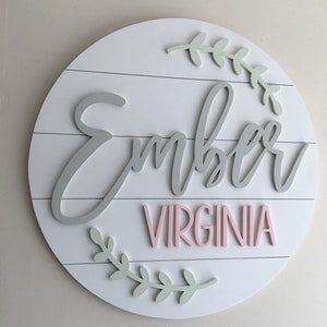 Custom Wood Name Sign | 24" Round Sign | Wreath | Branches | Shiplap ...