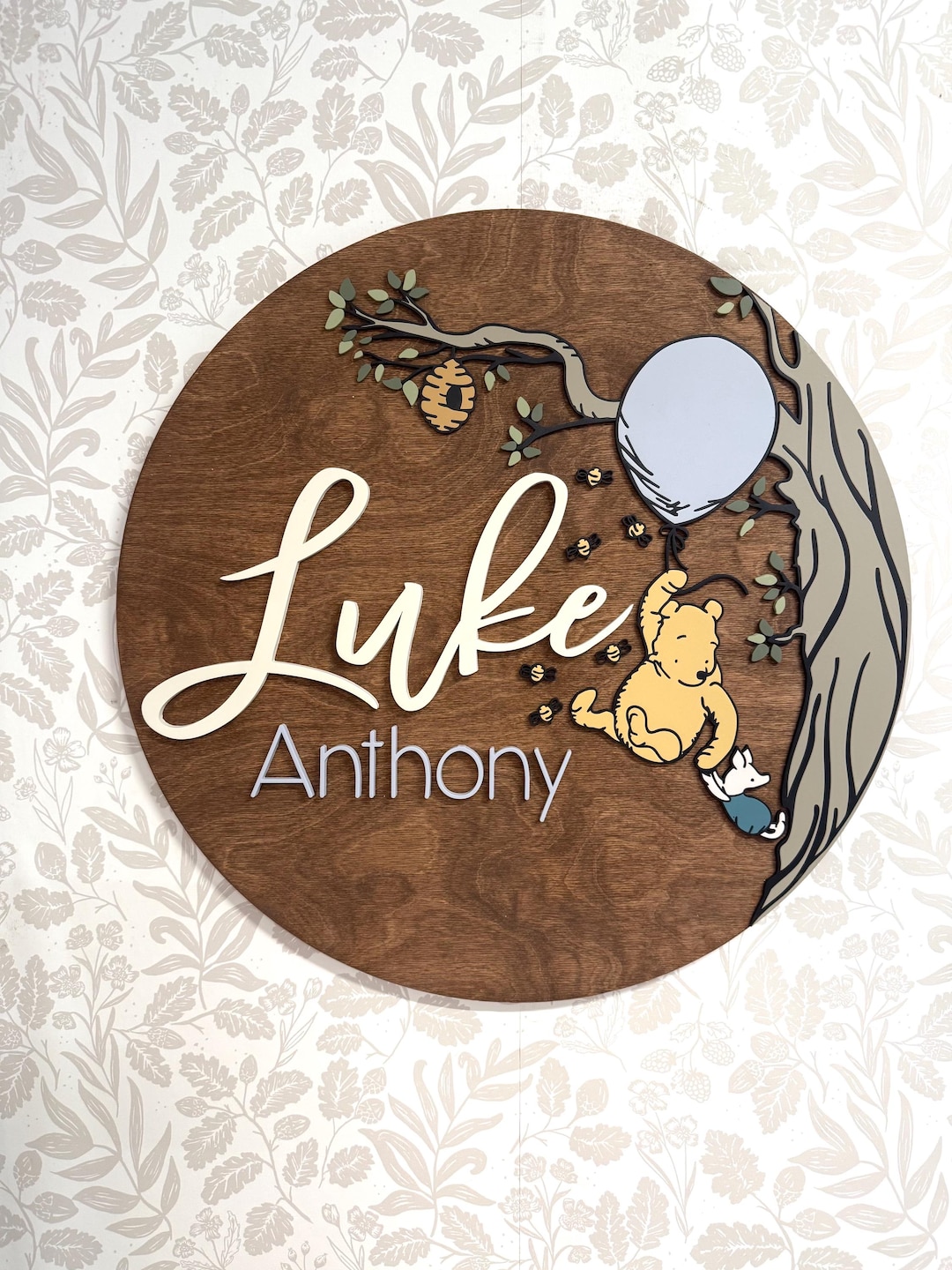 Winnie the Pooh Nursery Name Sign, 3D Kids Room Decor, Custom Wooden ...