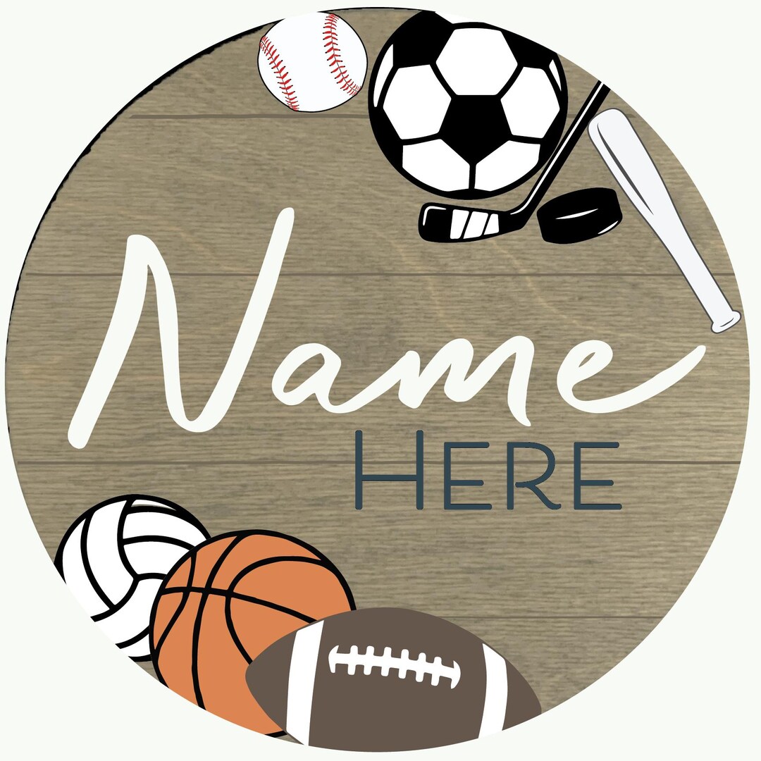Custom Wood Sport Ball Baby Name Sign Round Sign Sport Theme Basketball ...