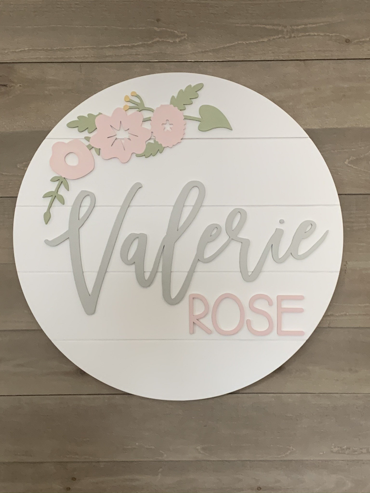 Custom Wooden floral Name Sign personalized Round Sign with | Etsy