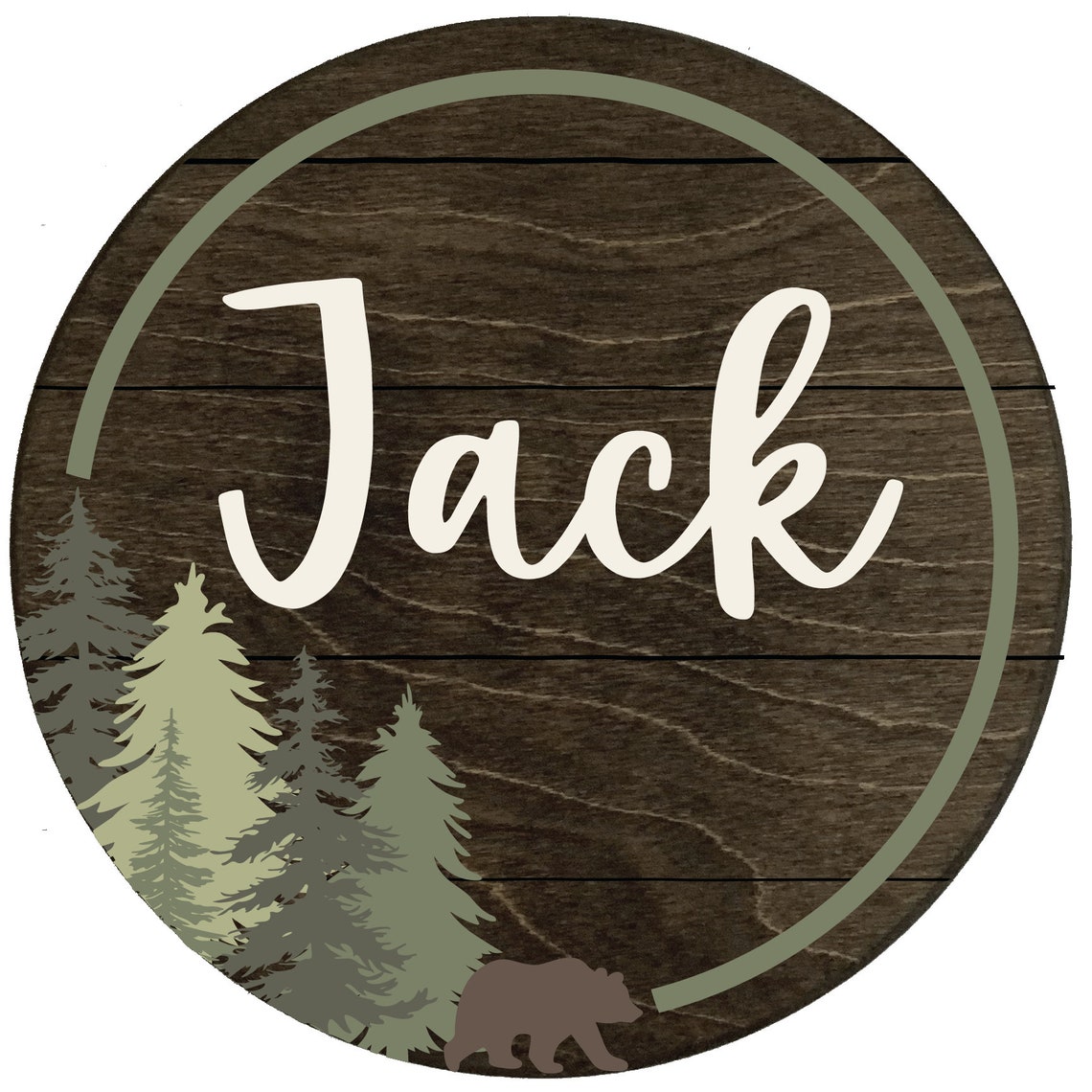 24 Forest Wood Name Sign 24 Round Sign Nursery - Etsy