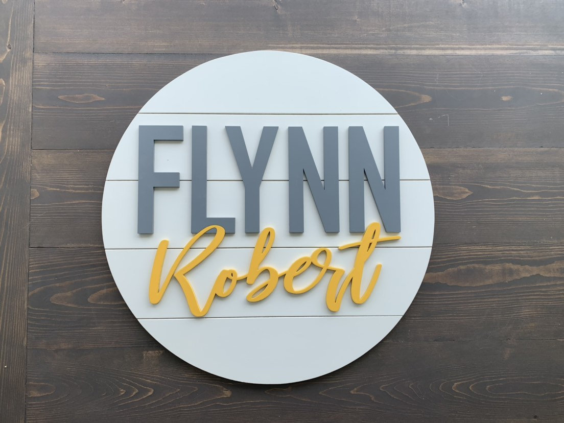 Round Shiplap Name Board Wooden Name Sign Round Nursery - Etsy Canada