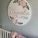 Personalized Floral Name Sign: Magnolia, Rose, Fern, Raised Lettering ...