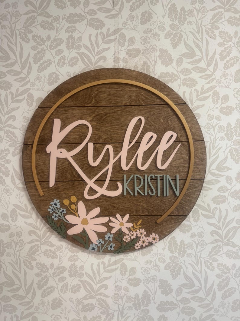 Floral Wood Name Sign: Custom Daisy Baby Girl Nursery Decor - Etsy