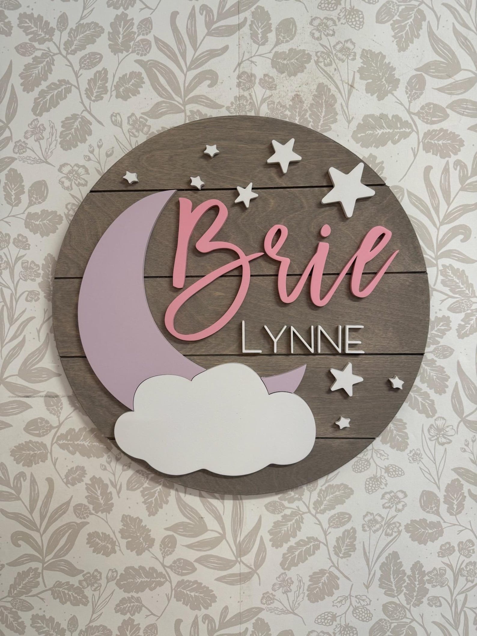 Moon, Cloud and Stars Nursery Name Sign: Baby Boy Wall Decor in Blue ...