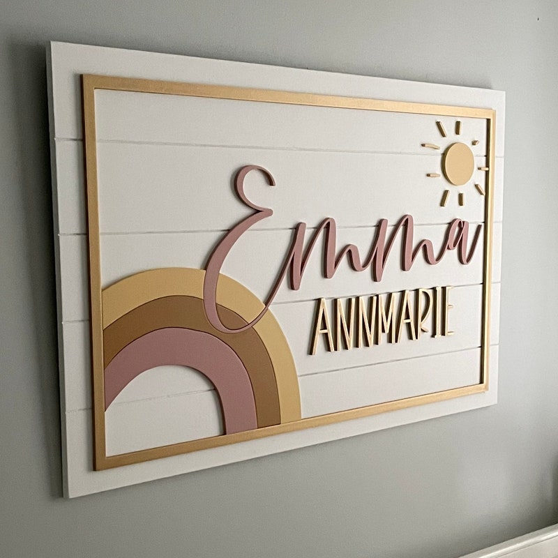 Rainbow Name Sign - Etsy
