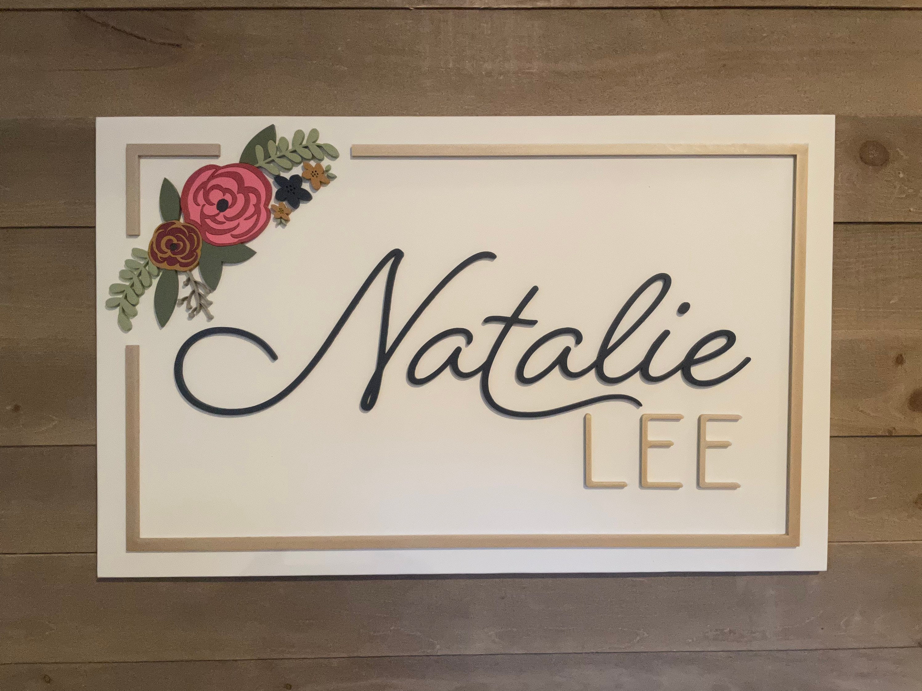 32x20 Floral Custom Wood Name Sign Rectangle Sign - Etsy