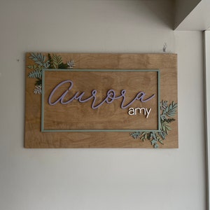 Custom Wood Name Sign: Botanical Nursery Decor With Greenery - Etsy