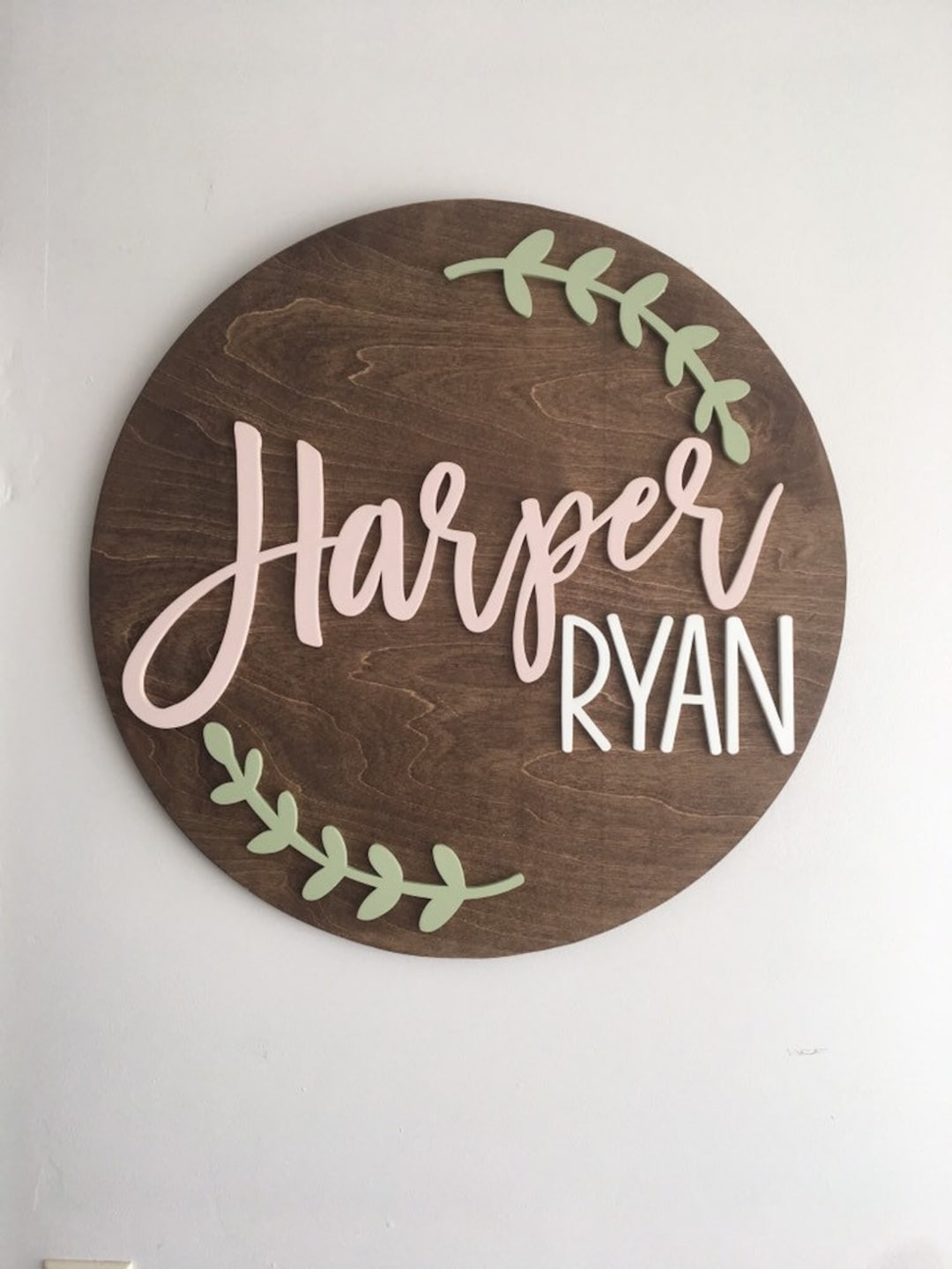 24"custom Wood Name Sign | 24" Round Sign | Farmhouse Decor | Nursery ...