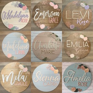 Custom Wood Name Sign: Floral Rose Nursery Wall Art - Etsy