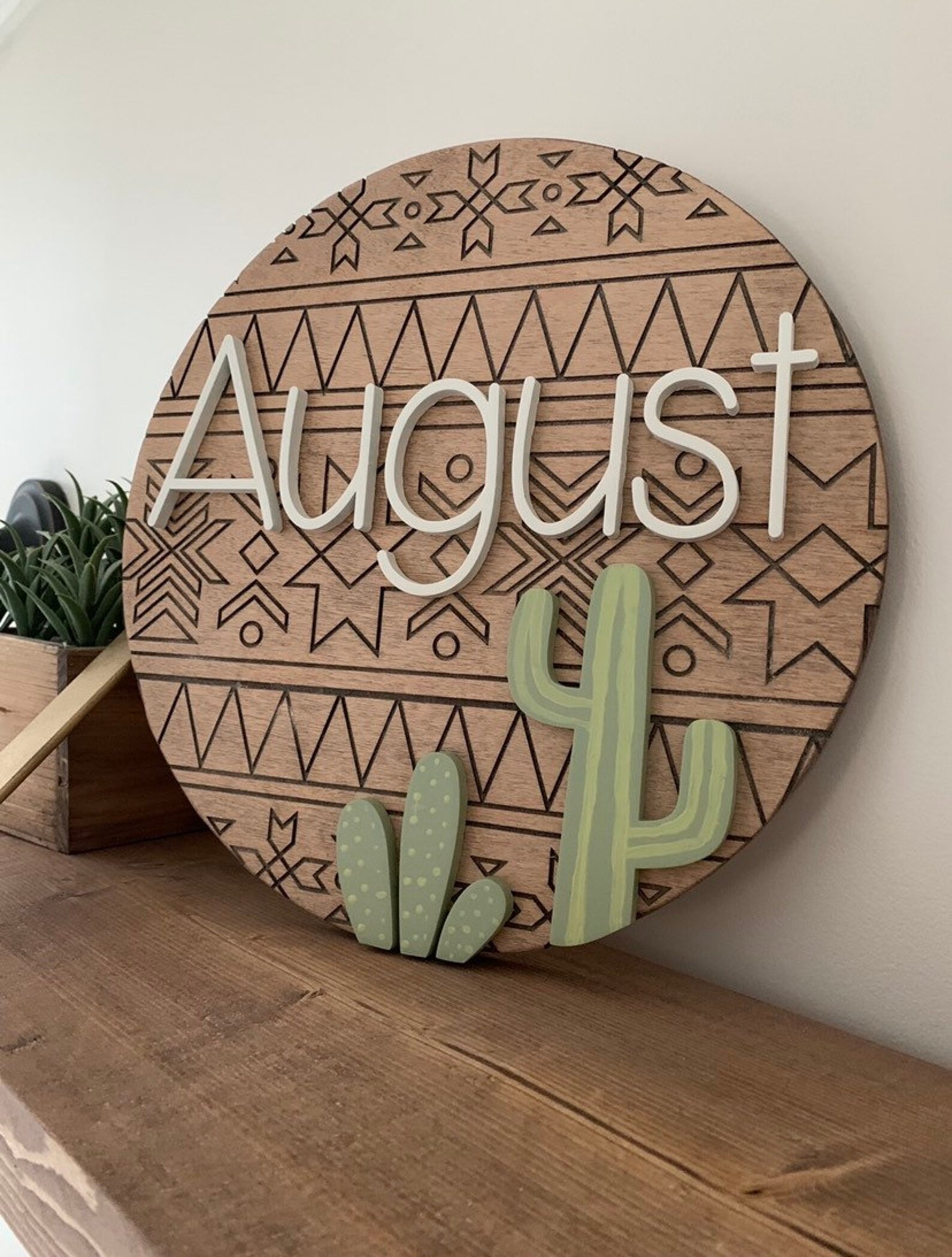 Custom Engraved Cactus Name Sign Nursery Decor Kids Room | Etsy
