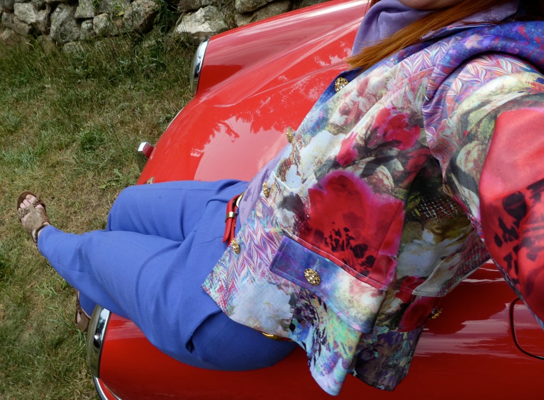 Floral Lavender and Rose Silky Slinky Jacket - Etsy