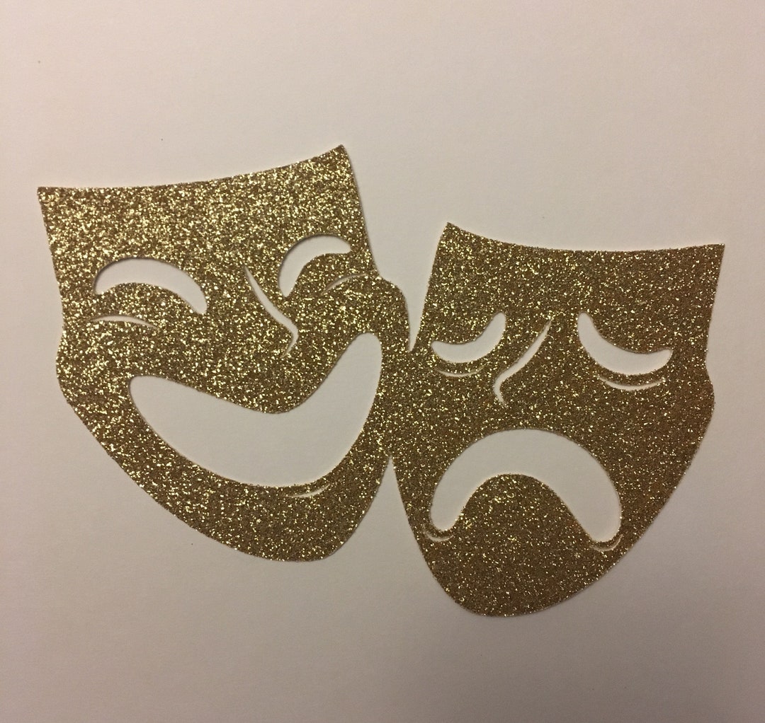 Comedy Tragedy Masks Centerpiece, Drama Centerpiece, Glitter, Double ...