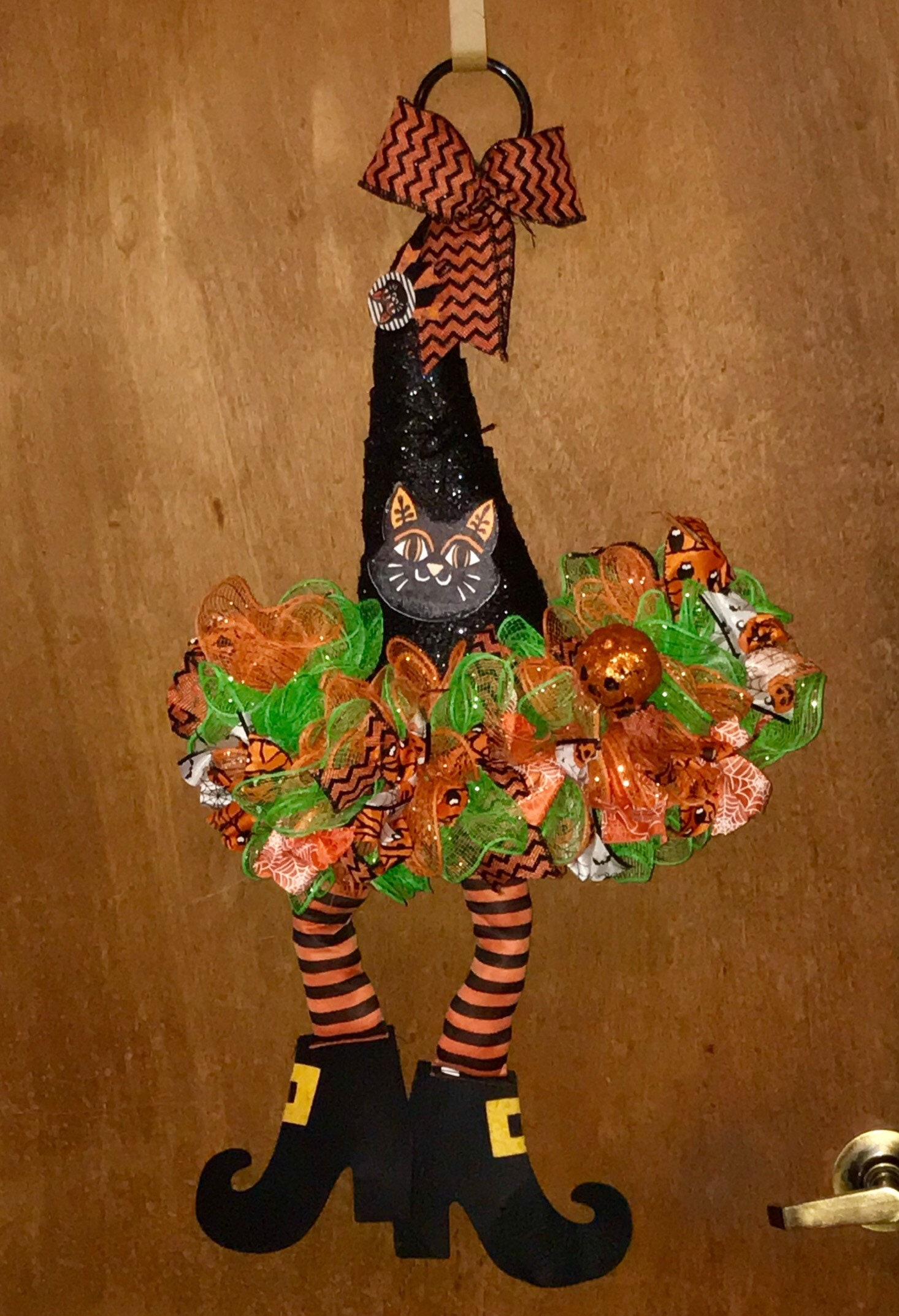 Witches Hat, Witches Black Cat Hat, Halloween Witches Hat Wreath ...