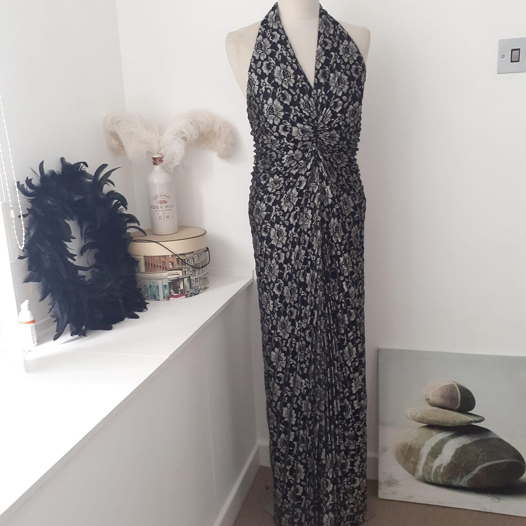 1980s Joseph Ribkoff Halter Neck Maxi Dress. M - Etsy UK